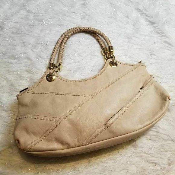 shop buy Via Spiga Womens Hobo Handbag Beige Phone Pocket Braided ...